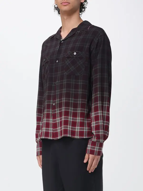 MAISON MARGIELA Check Pattern Viscose Long-sleeved Cuban Collar Shirt