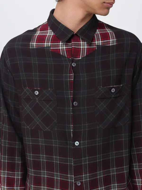 MAISON MARGIELA Check Pattern Viscose Long-sleeved Cuban Collar Shirt