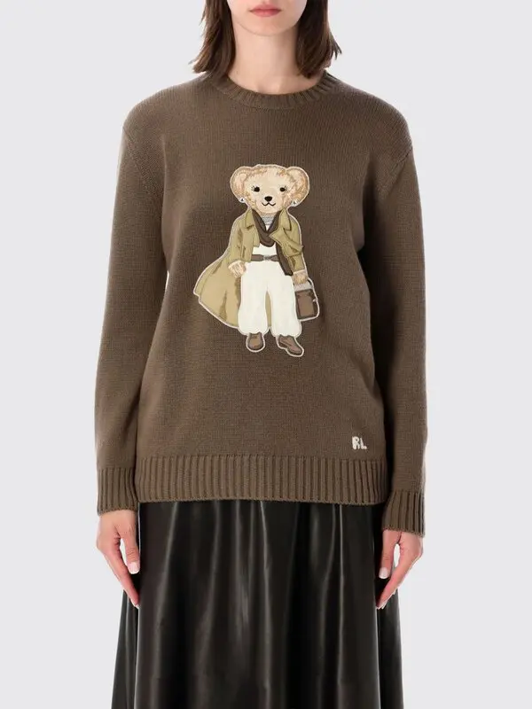 Ralph Lauren Cashmere Teddy Bear Print Crewneck Sweater