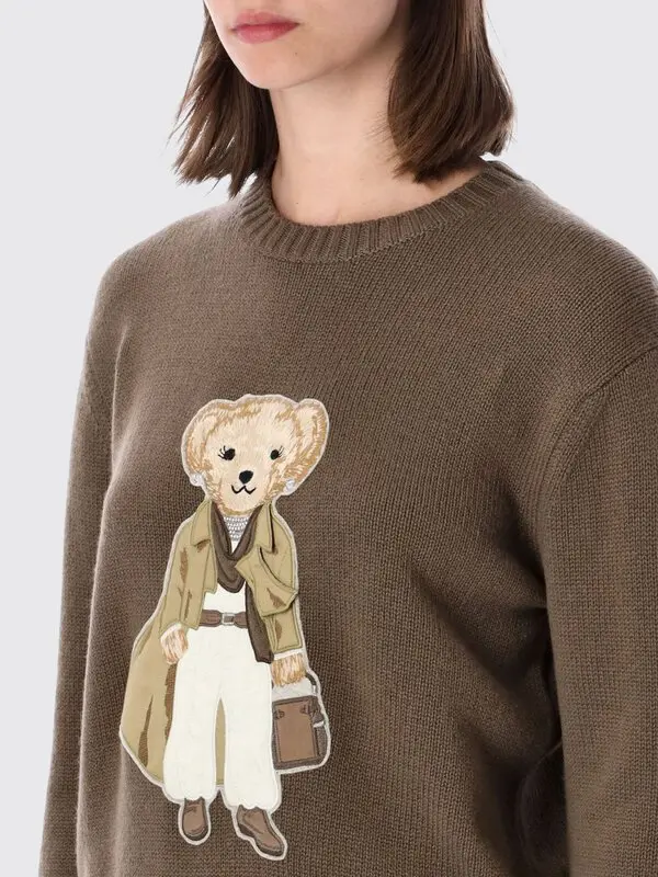 Ralph Lauren Cashmere Teddy Bear Print Crewneck Sweater