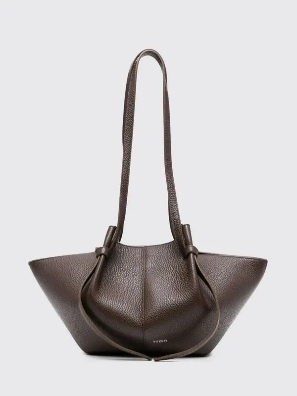 Yuzefi Medium Mochi Grained Leather Shoulder Bag With Double Handle