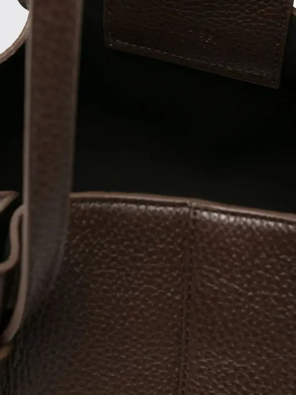 Yuzefi Medium Mochi Grained Leather Shoulder Bag With Double Handle