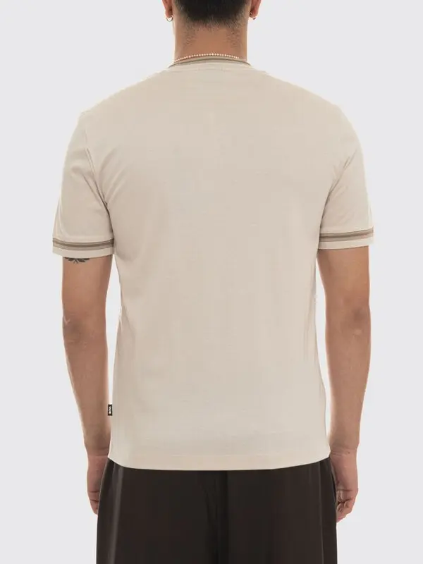 BOSS Slim Fit Cotton Crew-neck T-shirt With Contrast Trims - White