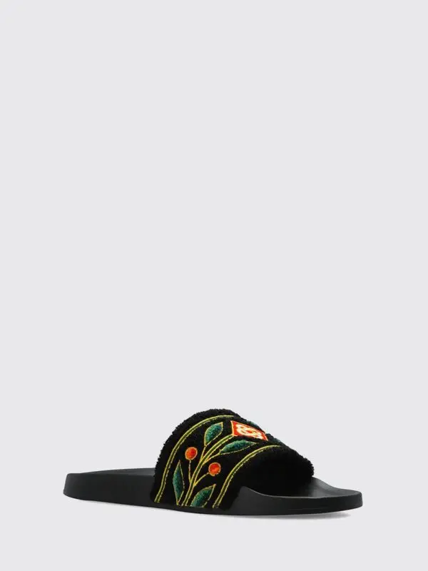 Casablanca Floral Embroidered Terry Mules