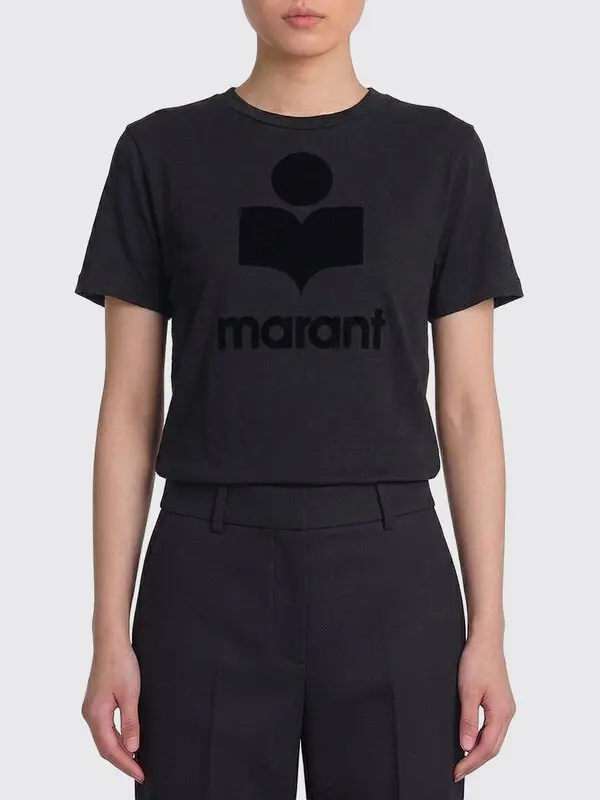 Isabel Marant Étoile Linen T-shirts With Logo - Black