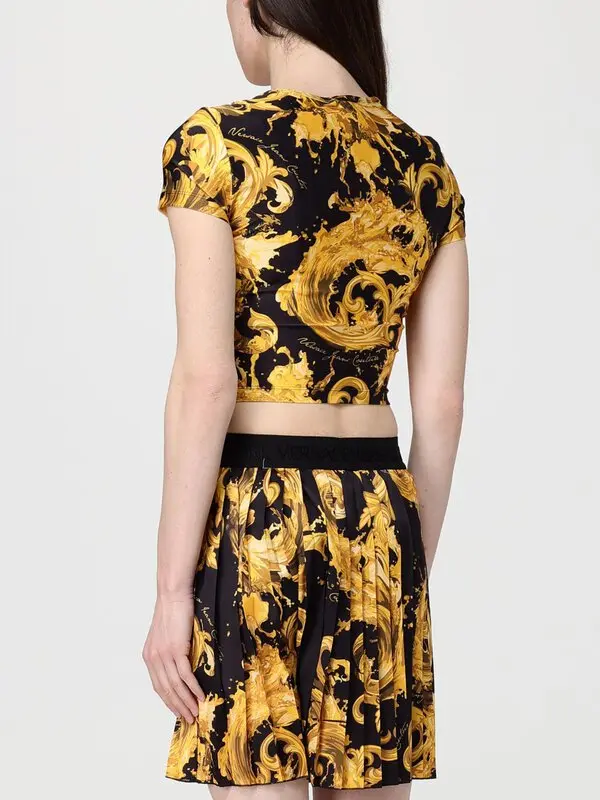 Versace Baroque Print Polyester T-shirts - Black