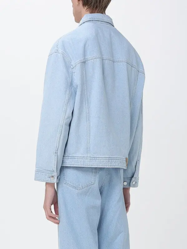Maison Kitsuné Bleached Denim Shirt Jacket With Zip Closure