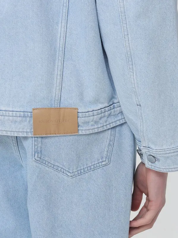 Maison Kitsuné Bleached Denim Shirt Jacket With Zip Closure