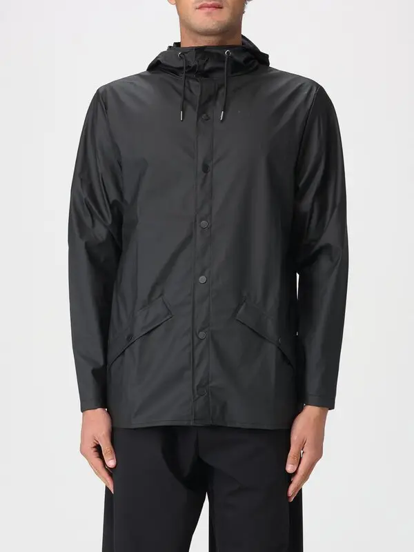 Rains Waterproof Jacket With Drawstring Hood - Black