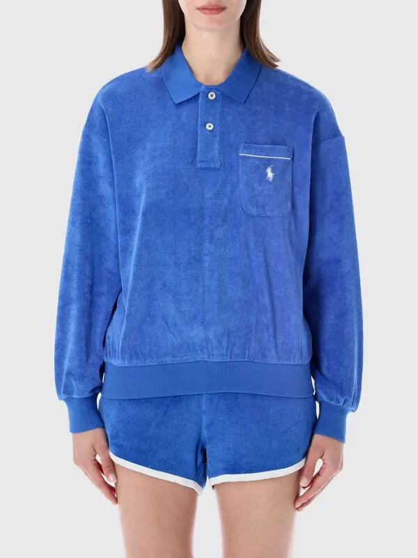 Polo Ralph Lauren Long-sleeved Cotton Polo Shirt With Dropped Shoulders And Logo - Royal Blue