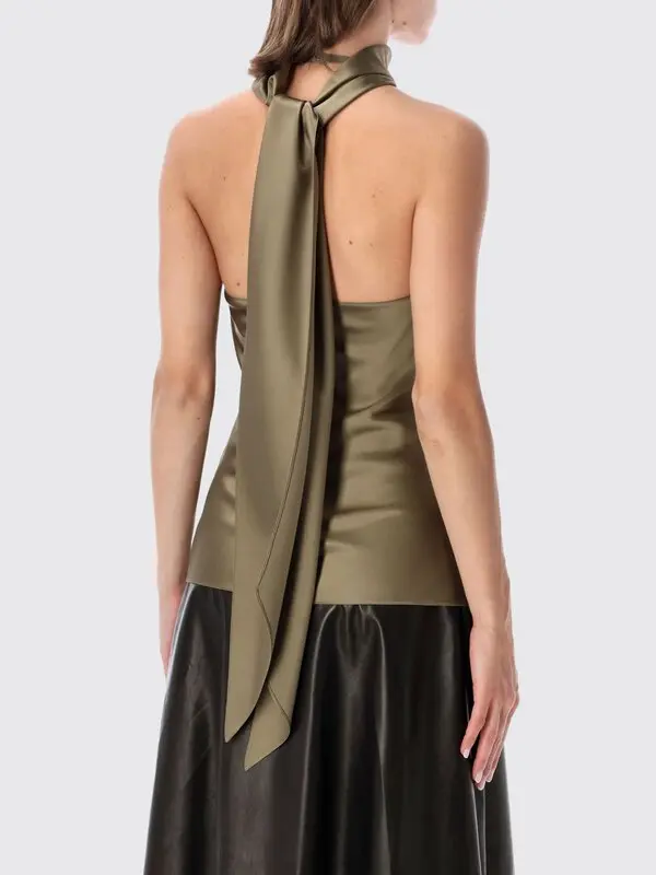 Ralph Lauren Off-the-shoulder Scarf Neck Satin Slim Fit Top