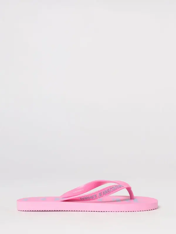 Versace Rubber Flip Flops With Printed Logo - Pink