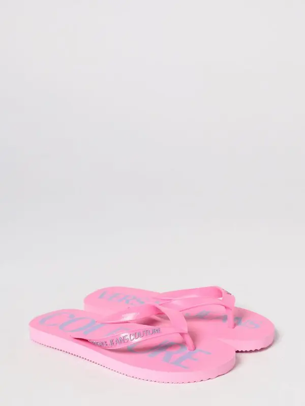 Versace Rubber Flip Flops With Printed Logo - Pink
