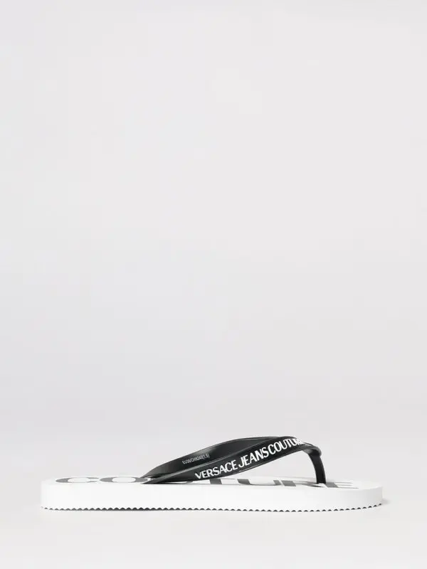 Versace Rubber Flip Flops With Printed Logo - White