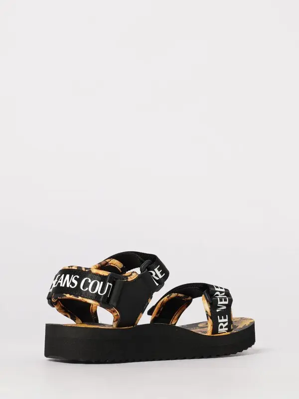 Versace Printed Logo Fabric Sandals - Black