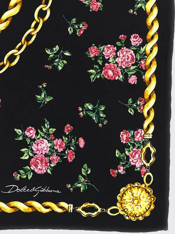 Dolce & Gabbana Floral Print Silk Twill Scarf