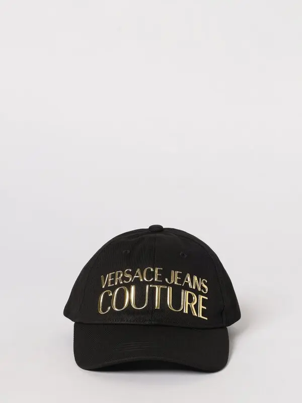 Versace Cotton Twill Baseball Cap With Logo Print - Black