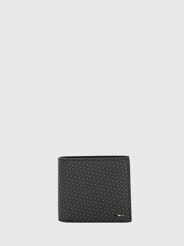 BOSS Bifold Synthetic Leather Wallet With Monogram Pattern And Eight Slots