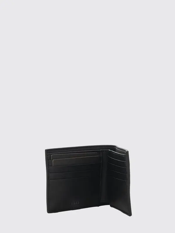BOSS Bifold Synthetic Leather Wallet With Monogram Pattern And Eight Slots