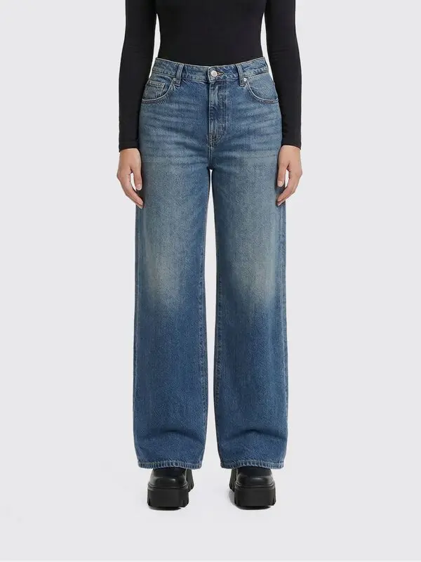 7 For All Mankind Wide Leg Stretch Denim Jeans - Blue