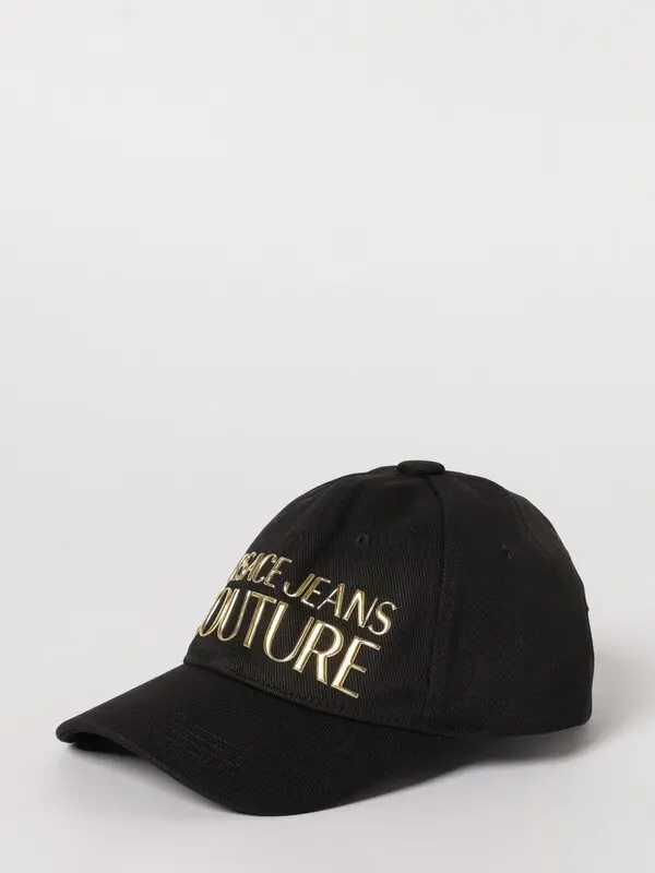 Versace Cotton Twill Baseball Cap With Logo Print - Black