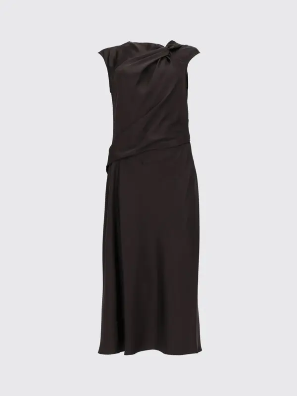 Theory Asymmetrical Neckline Satin Midi Dress