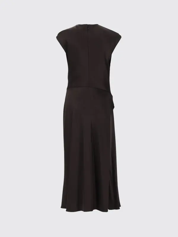 Theory Asymmetrical Neckline Satin Midi Dress