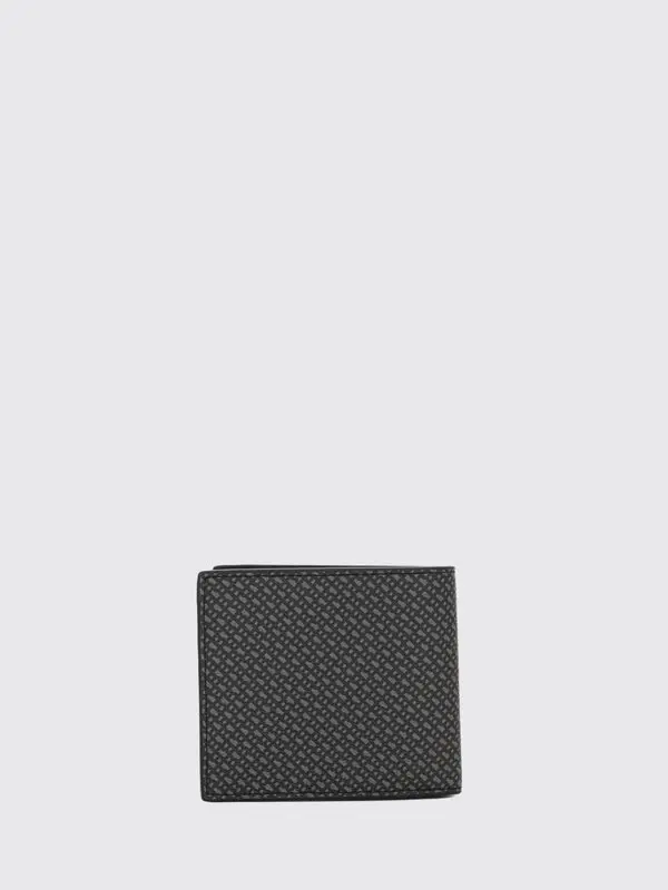 BOSS Bifold Synthetic Leather Wallet With Monogram Pattern And Coin Pocket