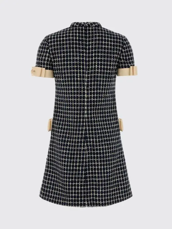 Valentino Garavani Virgin Wool And Cotton Dress With Bows