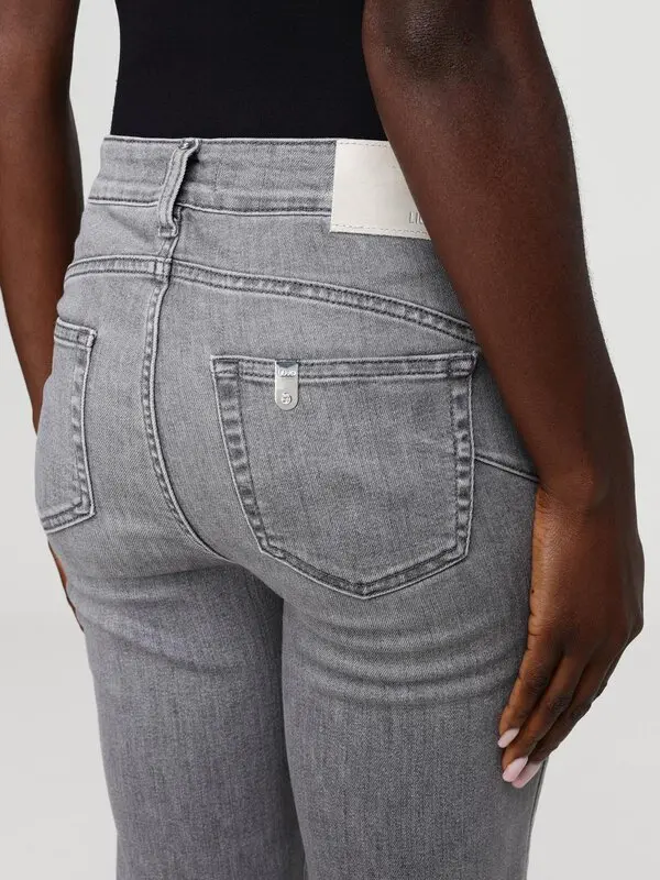 Liu Jo Cropped Fit Cotton Denim Jeans - Grey