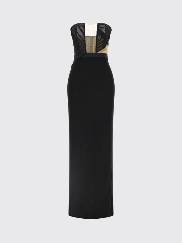 NENSI DOJAKA Strapless Gown With Sheer Detailing - Black