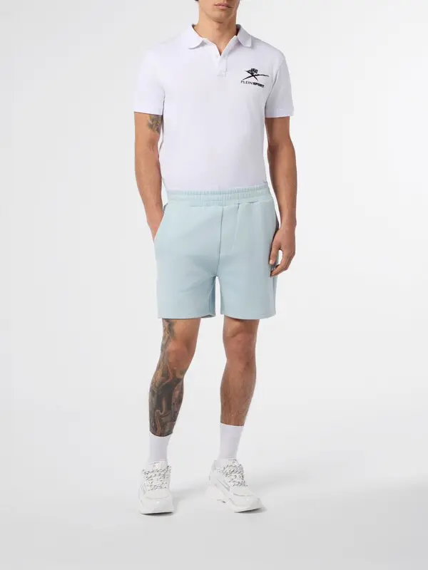 PLEIN SPORT Cotton Blend Jogging Shorts - Turquoise