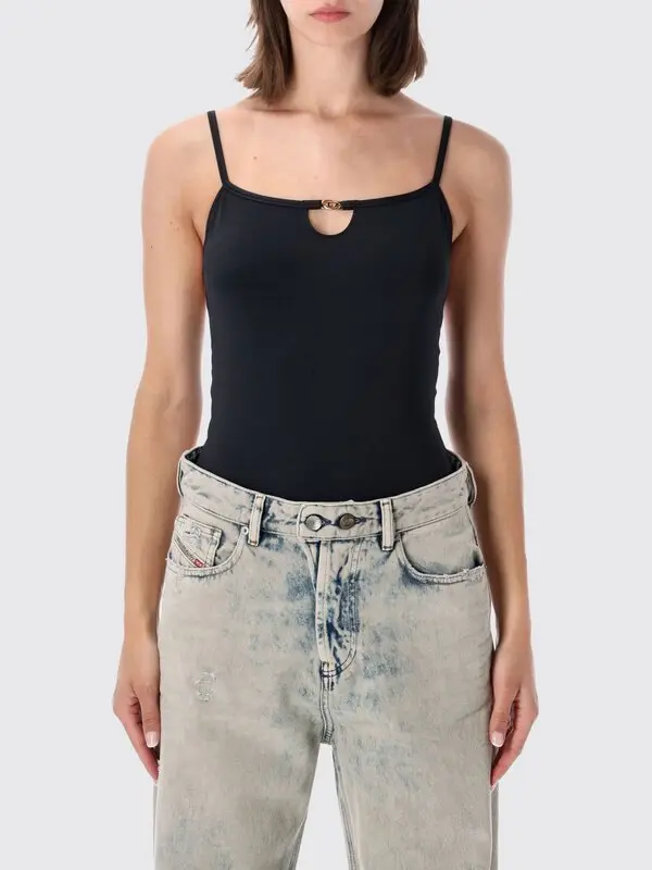 DIESEL® Oval D Logo Straight-neck Slim Fit Polyamide Top