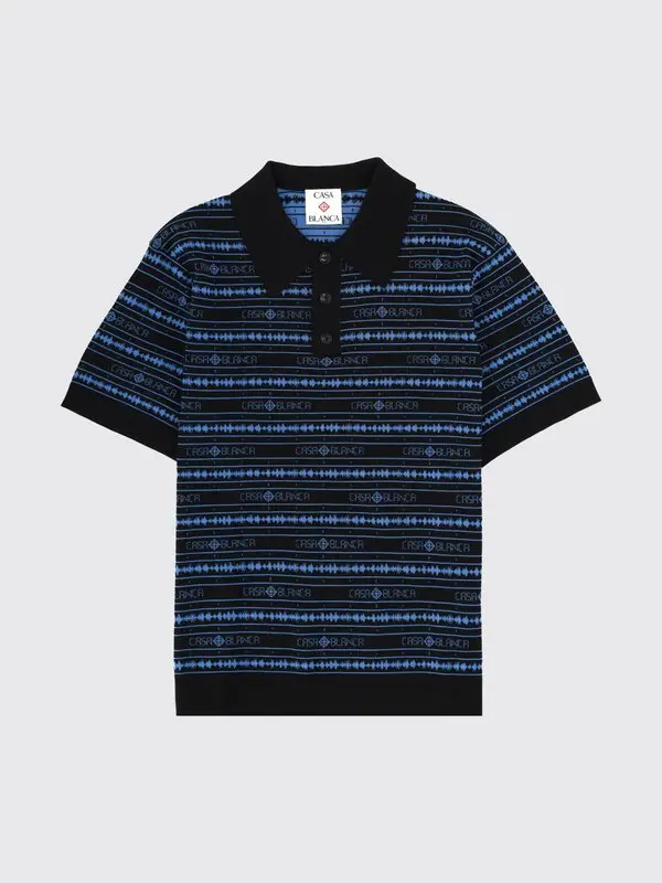 Casablanca Contrast Logo Knitted Wool Polo Shirt