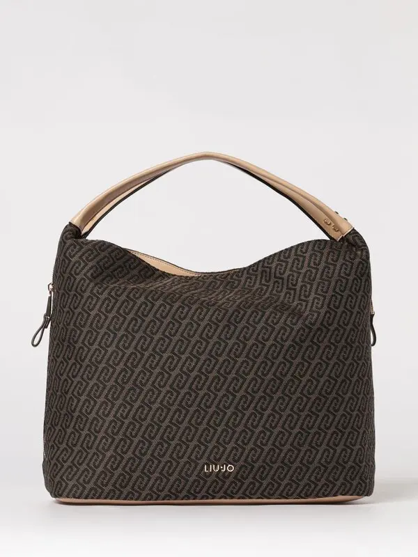 Liu Jo Canvas Bag With Jacquard Monogram - Dark