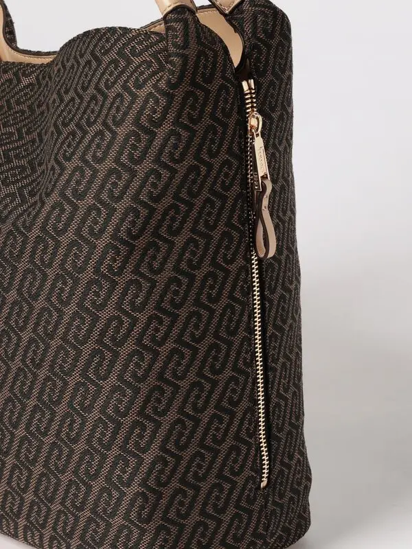 Liu Jo Canvas Bag With Jacquard Monogram - Dark
