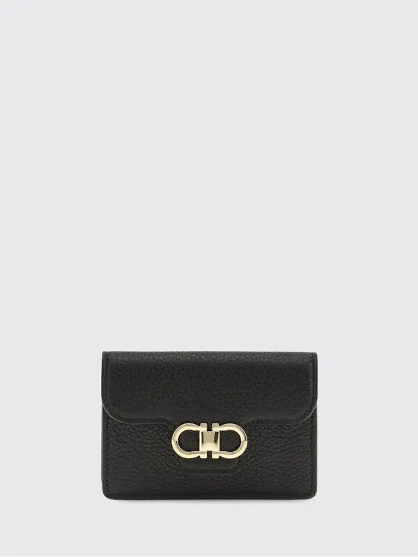 FERRAGAMO Gancini Hammered Leather Wallet With Keychain