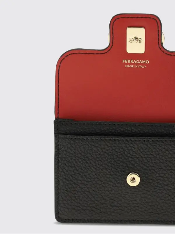 FERRAGAMO Gancini Hammered Leather Wallet With Keychain