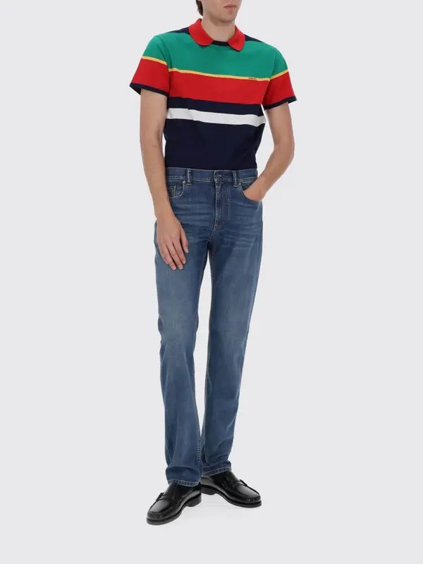 Versace Slim Fit Five-pocket Cotton Jeans With Logo