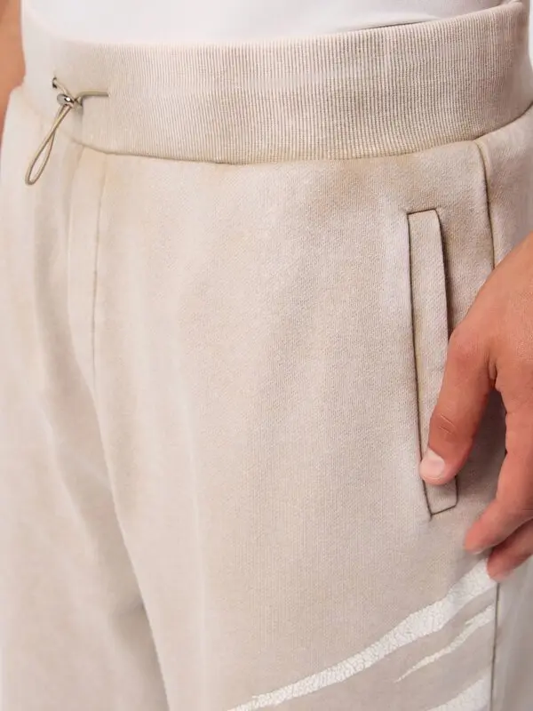 PLEIN SPORT Distressed Logo Shorts - Beige