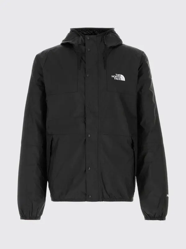 The North Face Windbreaker Jacket With Drawstring Hood And Logo Detail - Black