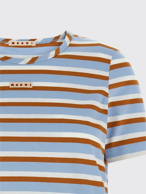 Marni Striped Cotton T-shirts With Logo