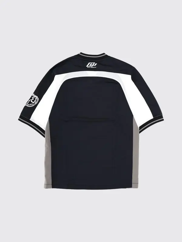 Off-White V-neck Logo-print Polyester T-shirt With Side Bands