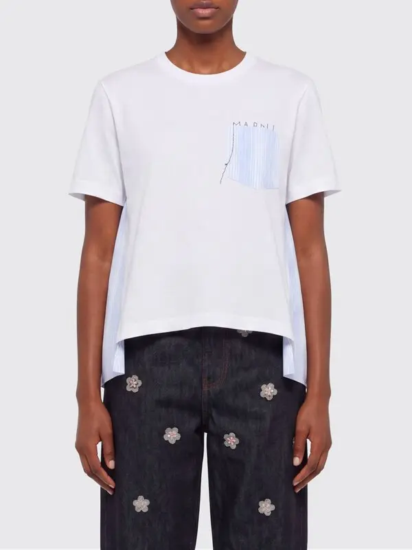 Marni Cotton T-shirts With Striped Panel