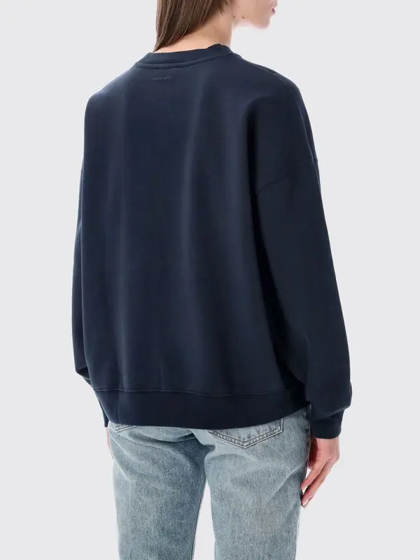 ANINE BING Cotton Crewneck Sweatshirt With Logo - Navy