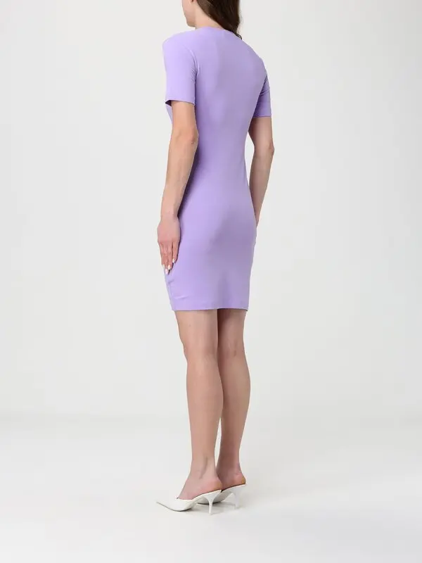 Versace Stretch Cotton Dress With Logo - Violet