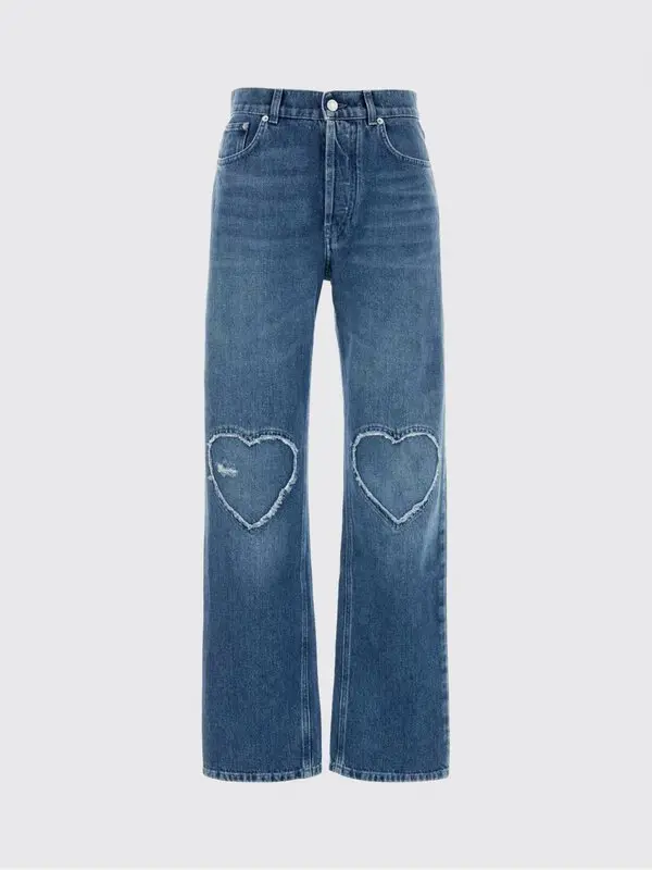 Moschino Wide-leg Denim Jeans With Applied Hearts