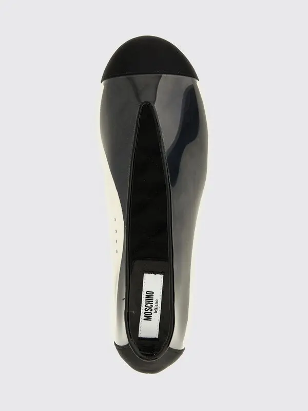Moschino Pvc And Satin Ballet Flats - Black