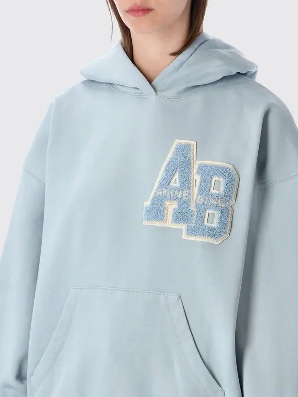 ANINE BING Relaxed Fit Cotton Hoodie With Monogram Patch