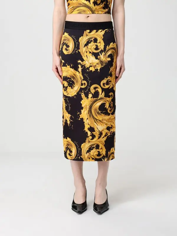 Versace Printed Crêpe Midi Skirt - Black